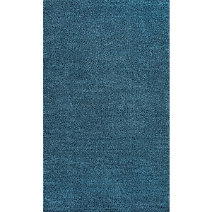 JONATHAN Y SEU100H-8 Haze Solid Low-Pile Indoor Area-Rug Casual Contemporary Solid Traditional Easy-Cleaning Bedroom Kitchen Living Room Non Shedding, 8 ft x 10 ft, Turquoise
