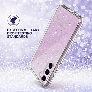 ULAK Compatible with Samsung Galaxy S23 Case,Bling Sparkle Women Girls Heavy Duty Shockproof Hybrid Soft TPU Bumper Drop Protection Transparent Phone Case for Galaxy S23 5G 6.1 inch - Clear Glitter