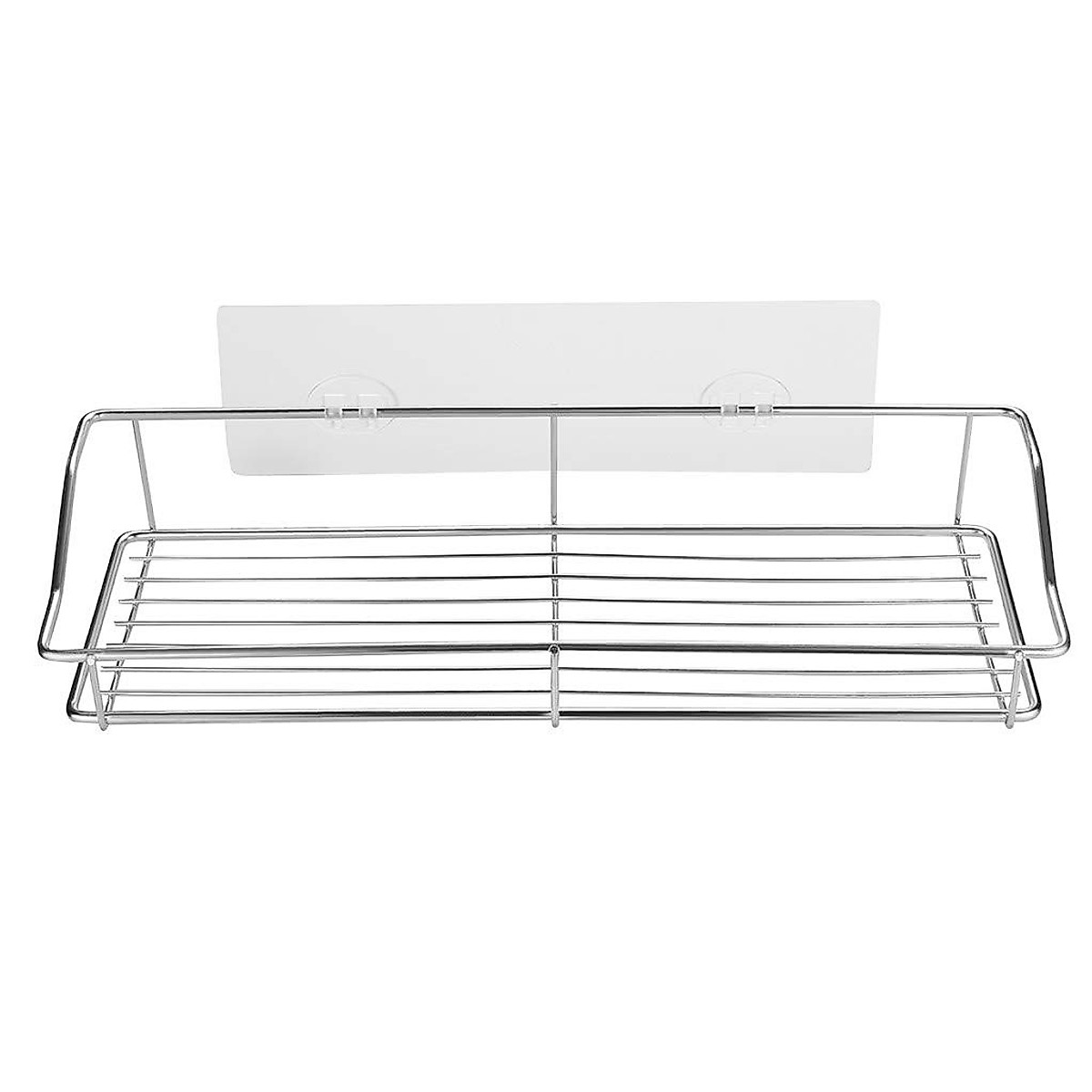 Toxz Stainless Steel Storage Rack Kitchen Bathroom Shelf Storage Wall Shelf Organizer with Adhesives,3 Removable Hooks,35×12.5×6cm(Ship from US!)