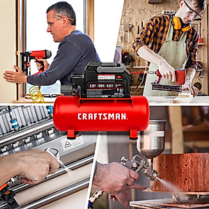 Craftsman Air Tools, 2 Gallon Portable Air Compressor 1/3 HP Oil-Free Max 125 PSI Pressure, Hot Dog, Model: CMXECXA0200243