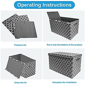VERONLY Large Toy Box Chest Storage with Lid - Collapsible Kids Toys Boxes Organizer Bins Baskets with Handles for Boys, Girls,Nursery,Playroom,Clothes,Blanket,Bedroom(300D gray)