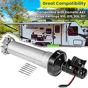 Repalce for DOMETIC 3310423.209U Torsion Assembly Rh Black for 9100 Power Patio RV Awning Motor 12V DC Extension Drive 910 915 916 917
