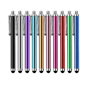 10 Pcs Stylus Pens for Touch Screens, Universal Capacitive Stylus Touch Screen Pens Compatible with iPad iPhone Samsung Kindle Tough Tablet Laptop and Other Smart Devices (10 Colors)