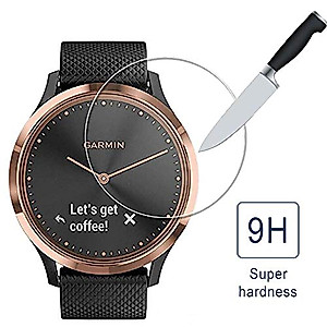Screen Protector Compatible for Garmin Vivomove HR, 3 Pack Tempered Glass 2.5D 9H Hardness Anti Scratch Full Coverage Bubble-free Watch Protective Film
