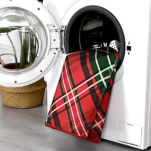 CAREMEE 2x8 Merry Christmas Runner Rug Plaid Printed Xmas Runner Rug Washable Rug Indoor Soft Entryway Runners Xmas Festive Rug Non Slip Kitchen Laundry Runner Rug for Living Room Fireplace Red/Green