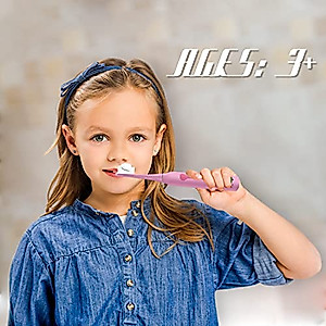 7AM2M Kids Electric Toothbrushes with 4 Brush Heads, 3 Modes with Memory, IPX7 Waterproof, 2 Minutes Build-in Smart Timer, Baby Kids Toothbrushes Suitable Age 3+ (Pink)