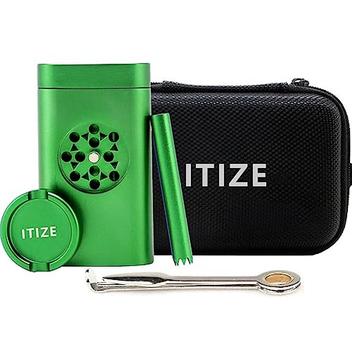 ITIZE Portable Removable Container Box, Large Capacity Storage Box with Magnetic Lid and Mini Grinder, Best Combination(Green)