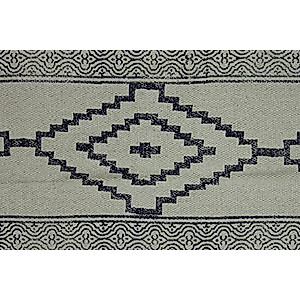 Casavani Hand Made Cotton Dhurrie Geometric Yellow & Black Tassel Rug Easy Care Washable Rugs for Doormat Entryway Living Room Bedroom Hallway Balcony 8x10 Feet