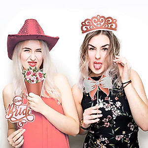 Bridal Shower Decorations Bride to Be Photo Booth Props Rose Gold Team Bride Photo Frame and Wedding Photo Booth Props Bachelorette Party Ideas Supplies for Women