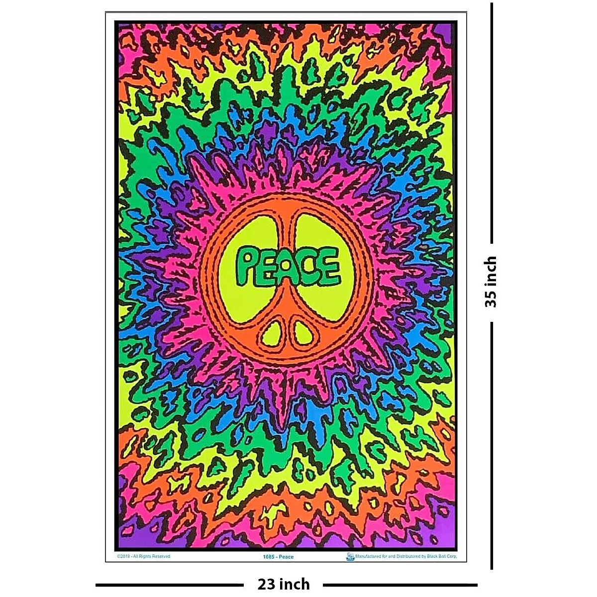 Psychedelic Peace - Flocked - Blacklight Poster - 23" x 35"