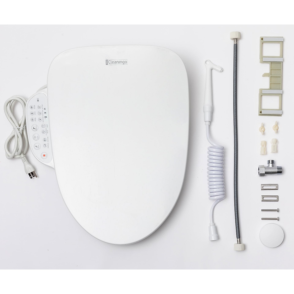 Bundle iCleaningo DC01 Auto Open/Close Elongated Bidet Toilet Seat & iCleaningo F1 Auto Flush Kit for Side-Flush Toilets