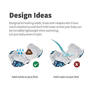 ALVABABY Swim Diapers 2pcs Baby & Toddler Snap One Size Reusable Adjustable Baby Shower Gifts Baby Boy SW09-10