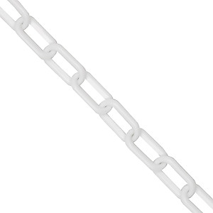 100 Foot White Plastic Chain Safety Barrier for Crowd Control, Queue Line, Concerts, Parking (1.5-Inch Links)