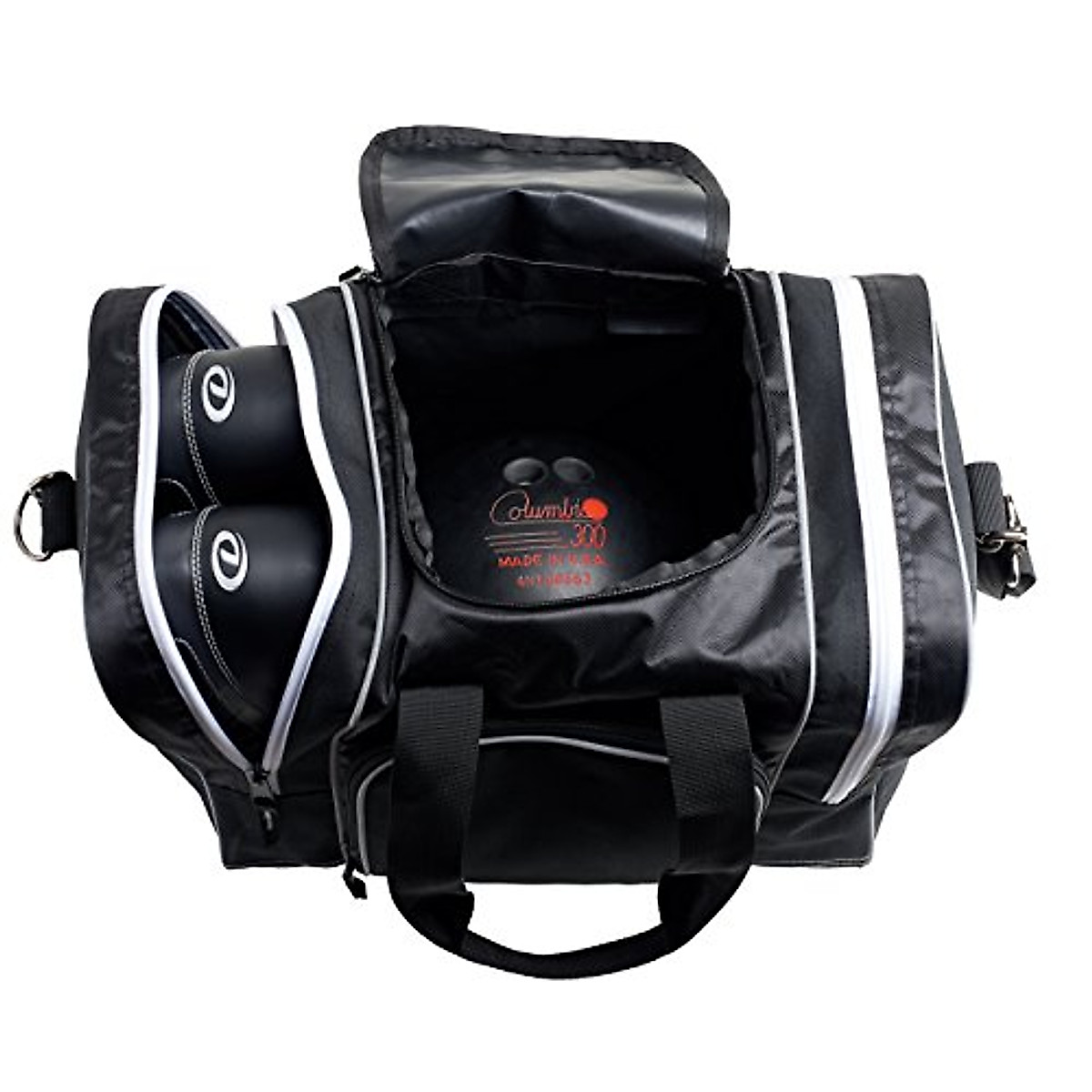 Athletico Bowling Bag for Single Ball - Single Ball Tote Bag With Padded Ball Holder - Fits a Single Pair of Bowling Shoes Up to Mens Size 14 (Black)