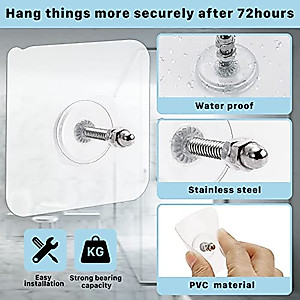 20Pcs Adhesive Wall Mount Screw Hooks,Wall Hangers Without Nails,Wall Hooks for Hanging,Adhesive Hooks Heavy Duty,Seamless Screws for Wall Mount Shelf Kitchen Bathroom Home Office,14 mm/13 lbs(Max)