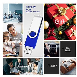 1GB Flash Drive 10 Pack USB 2.0 Thumb Drive Swivel Memory Stick Jump Drive with LED Indicator/Lanyard/Label for Storage and Backup (1G, 10pcs, Navy Blue)