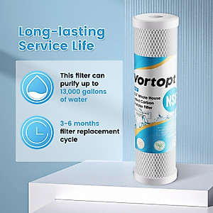 Vortopt 1 Micron 2.5" x 10" Whole House CTO Carbon Sediment Water Filter System - Replacement Cartridge for Any Standard RO Unit - Compatible with Dupont WFPFC8002, WFPFC9001, FXWTC, SCWH-5, 2 Pack