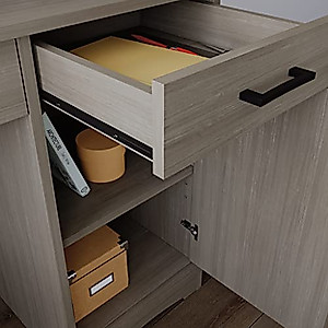 Sauder Beginnings Desk, L: 46.81" x W: 18.50" x H: 29.96", Silver Sycamore Finish