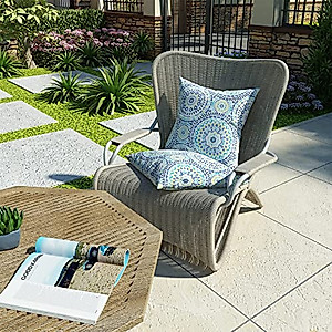 LVTXIII Outdoor Throw Pillow Covers 18 x 18 Inch, Covers ONLY Modern Paisley Pattern Decorative Square Toss Pillow Case Pack of 2 for Home Patio Garden Sofa Bed Furniture, Delancey Lagoon