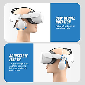Eylgo Adjustable Head Elite Strap with Headphones for Oculus Quest 2 VR, Rotate 360 ​​Degrees Enhancing Sound Game Audio Headset Oculus Quest 2 Strap Replacement