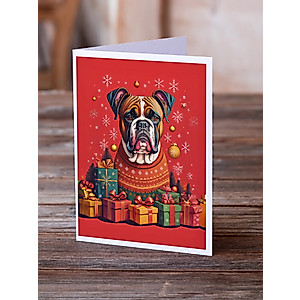 Caroline's Treasures DAC3055GCA7P Fawn Boxer Holiday Christmas Greeting Cards Pack of 8 Blank Cards with Envelopes Whimsical A7 Size 5x7 Blank Note Cards