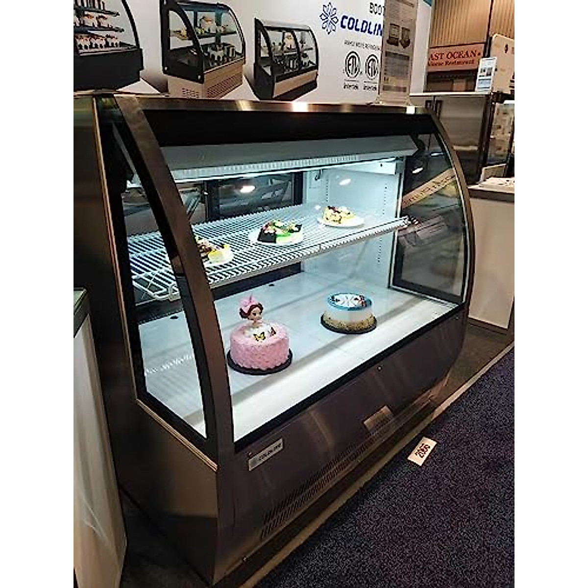 EMKK 18 Cu.Ft. 47.2''L Commercial Countertop Refrigerator, Display Refrigerator Pastry Display Case w/LED Lighting Automatic Defrosting Air-cooling Rear Sliding Door for Cafe Restaurant, ETL Certified