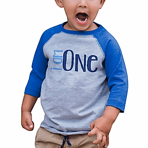7 ate 9 Apparel Boy's I am One 1st 1 First Birthday Shirt 18 Months Blue and Blue
