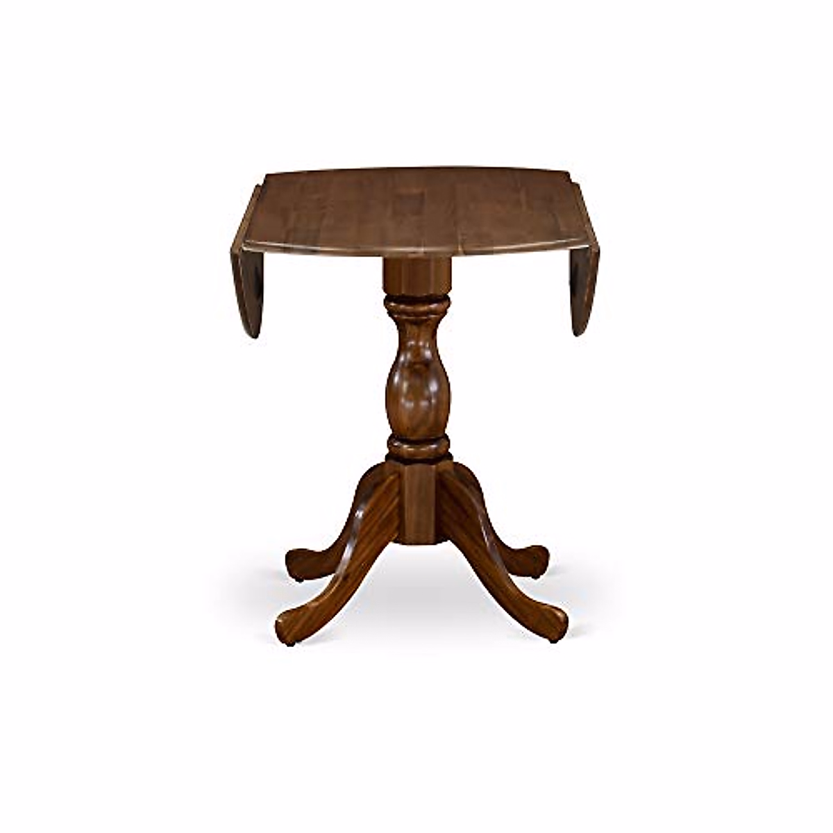 East West Furniture DMGA3-AWA-03 3 Piece Dinette Set for Small Spaces Contains a Round Dining Table with Dropleaf and 2 Brown Linen Fabric Parsons Dining Chairs, 42x42 Inch, Walnut