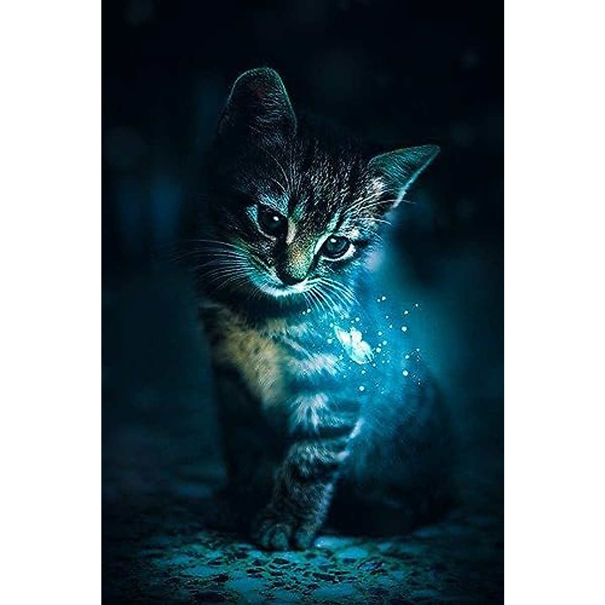Cat Glowing Butterfly Cross Stitch Counted Kits Stamped Kit Cross-Stitching Pattern Home Decor Animal cat 11CT Fabric Embroidery Crafts Needlepoint Kit/8x12 inch