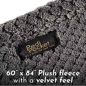 PediPocket XXL Patented Foot Pocket Blanket – Gorgeous Gunmetal – Extra Large 60” x 84” with 30” Deep Foot Pocket, Plush Fleece Blanket - Everyday Luxurious Comfort, Machine Washable, Great Gift Idea