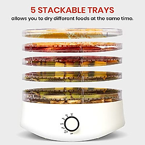 Last Gen™ Food Dehydrator - Easy Setup, Adjustable Timer With 280W, 5-Trays | Keep Warm Function | Dryer For Herb, Meat, Jerky And Fruits