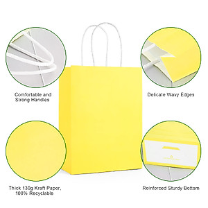 25pcs Paper Bags with Handles. Small Gift Bags Party Favor Bags Goodie Bags Shopping Bags. Yellow Gift Bags with Handles Bulk for Birthday Wedding Retail Business Festivals Arts DIY Crafts 5.9x3.1x8.3