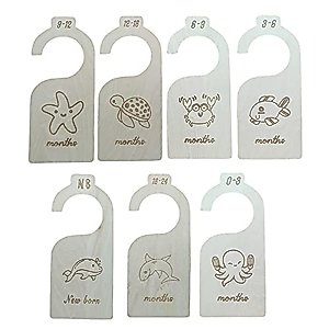 MERIGLARE 7Pcs Wooden Baby Closet Dividers Durable Baby Closet Dividers Hangers New Mom Gift
