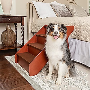PetSafe CozyUp Folding Wood Pet Steps - Dog and Cat Stairs - Lightweight Durable Wooden Frame Supports up to 200 lb - Side Rails and Non-Slip Feet Provide Added Security - 25 inches