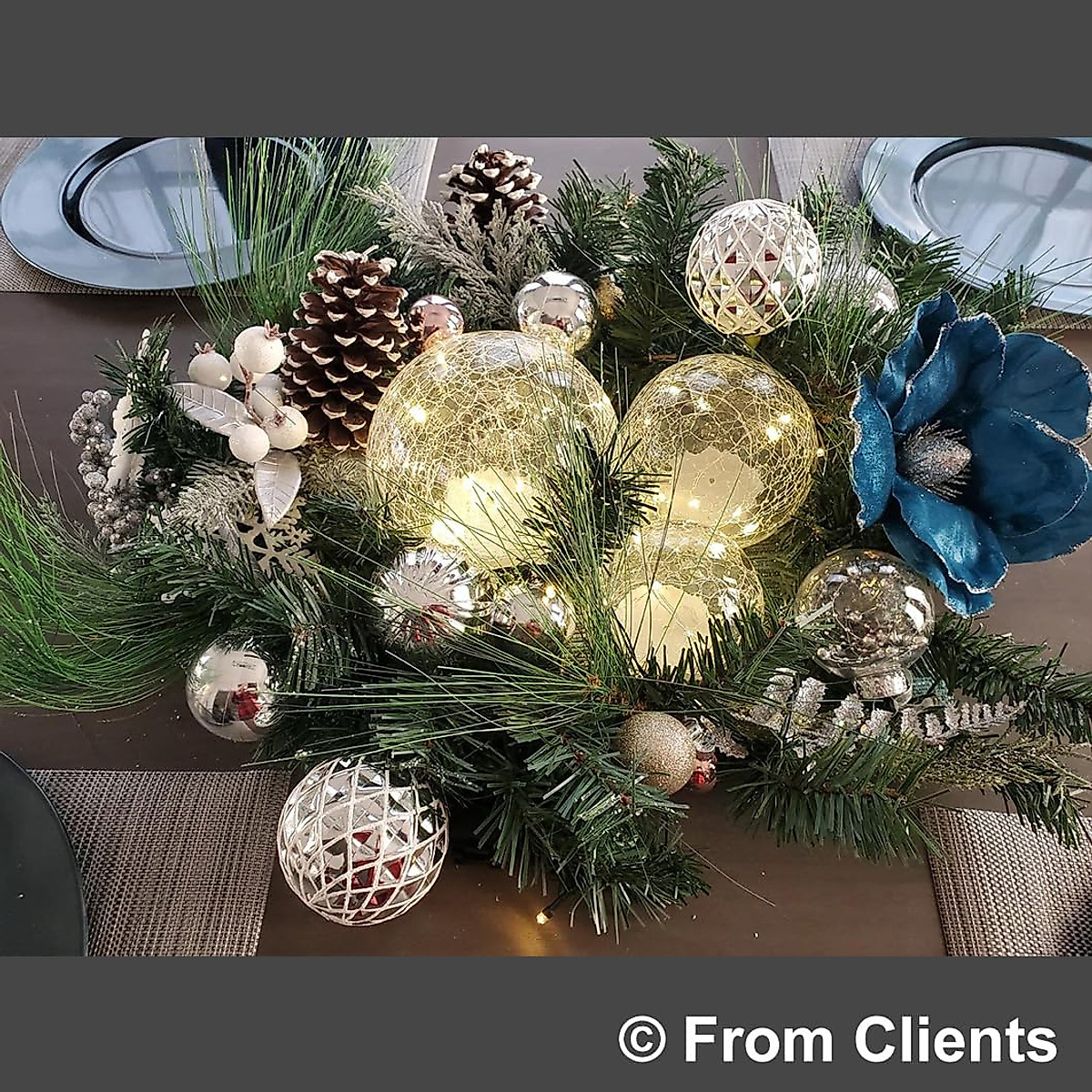 Crackle Globe LED Lamp Battery Operated, Lighted Glass Orb for Festival Christmas Decoration, Gold Mercury Glass Ball Light for Living Room Indoor, Glowing Night Light Ball Lamp, Sphere Table Lamp