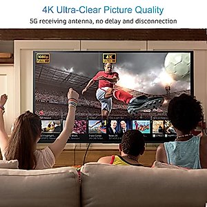 Wireless HDMI Transmitter and Receiver, HDMI Wireless, 4K/5G Wireless HDMI/VGA Transmitter and Receiver, 164FT/50M Smooth Screen Casting to Monitor/Projector/HDTV, Multi Camera Productions, Black