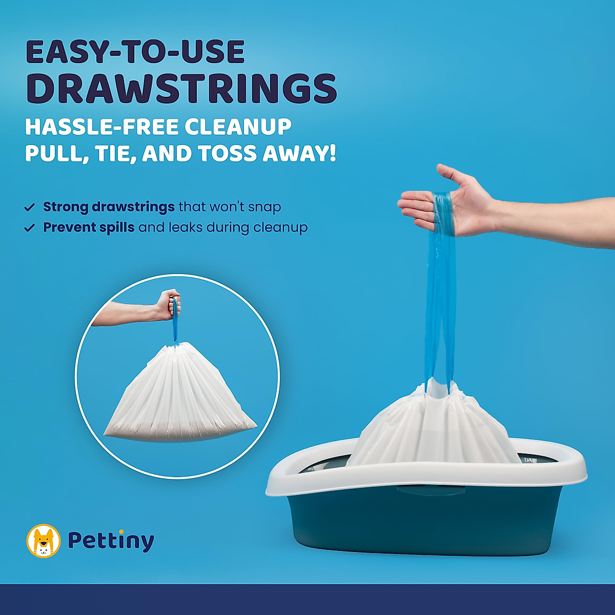 Cat Litter Box Liners with Drawstrings - 34" x 16" Scratch Resistant Cat Litter Bags for Medium & Large Litter Trays - Kitty Litter Bags and Cat Box Liners - Easy to Use Cat Litter Liners - 20 Count