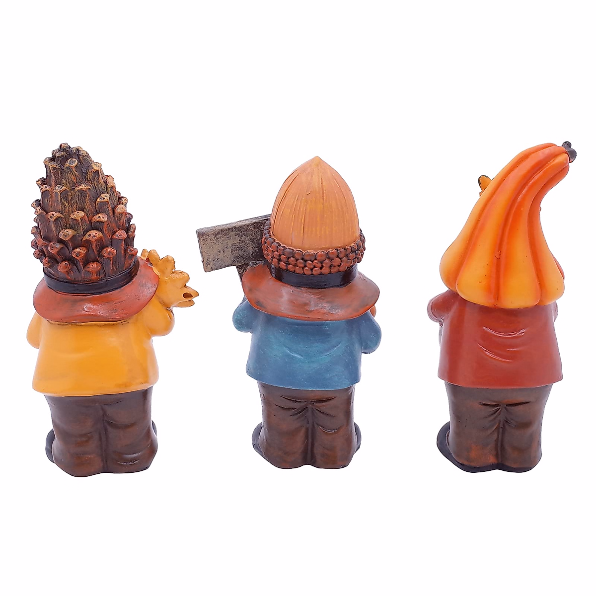 Etistta 3PCS Fall Harvest Gnome Thanksgiving Figurine Decor, 6.5 inch Polyresin Gnomes Sculptures with Pumpkin, Pine Cones, Acorn Hat for Home Tabletop Garden Holiday Decorations