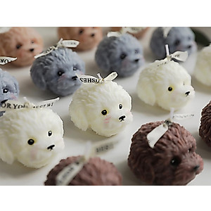 Teddy Dog Shaped Scented Candle,100G Cute Puppy Animal Aroma Soy Wax Decorative Novelty Candle for Table Photo Prop Birthday Gift,Prefect for Meditation Stress Relief Mood Boosting (White)