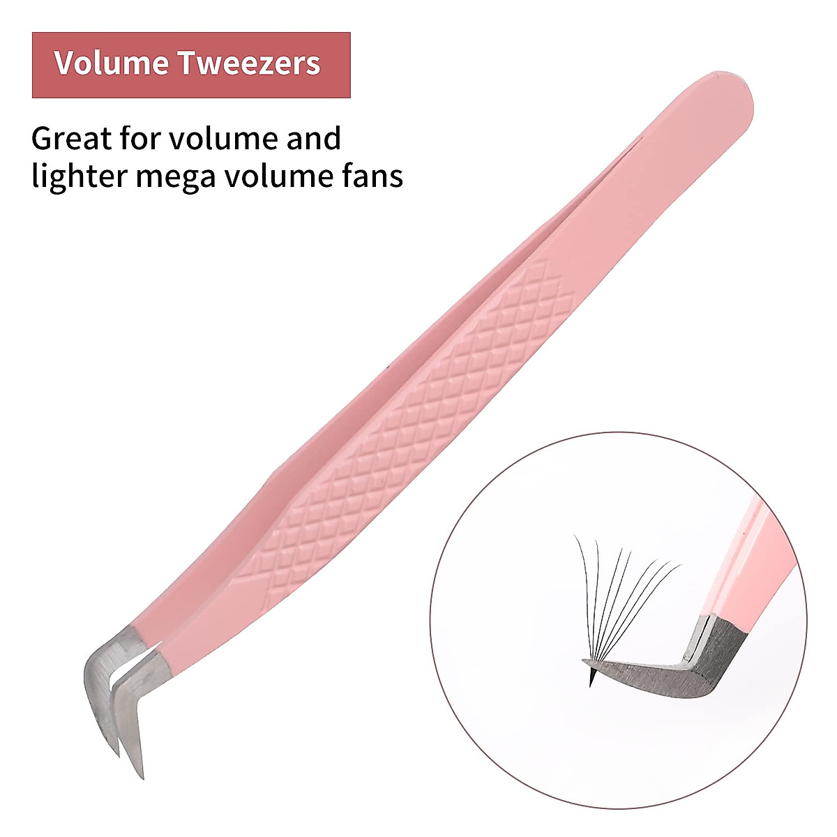 Lash Tweezers for Eyelash Extensions for Volume and Lighter Mega Volume Fans Professional Precision Stainless Steel Lash Extension Tweezers Curved Boot Angled Tips