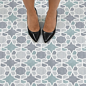 FloorPops Rajah Peel & Stick Floor Tiles, Blue