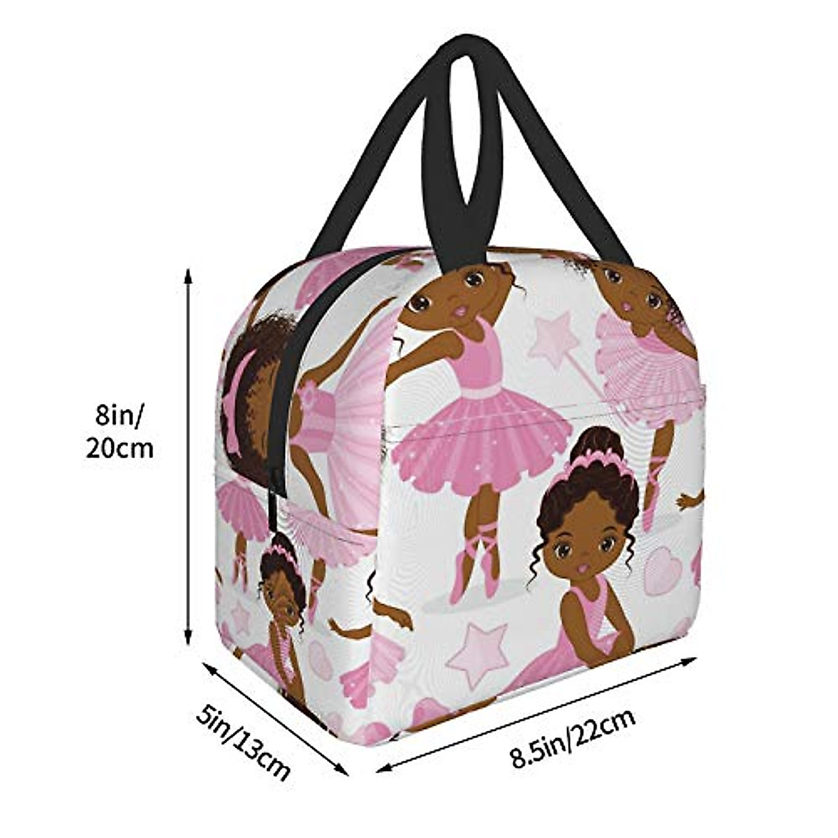 Lycomify Reusable Tote Lunch Bag,Pink Ballet Cute Girl Ballerina Dancer Skirt Gymnastic Kid Personalizedwaterproof Insulated Cooler box Bags Luch Container for Office School Picnic Beach Workout…