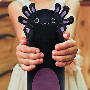PEACH CAT Long Black Axolotl Plush Pillow Toy Cute Axolotl Stuffed Animal for Kids 27.5"
