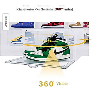 Shoe Boxes Clear Plastic Stackable, S-JIANG Sneaker Storage Box Display Boxes, Storage Bins Shoe Container Organizer for Entryway Closets (3 Pack)
