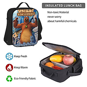 ORPJXIO Backpack 3 Piece Set Grizzy and Anime The Lemmings Laptop Backpack Pencil Case Lunch Bag Combination For Travel Work Camping