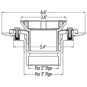 Square Shower Drain with Strainer Matte Black, Fit 2" or 3" Waste Pipe (ABS)
