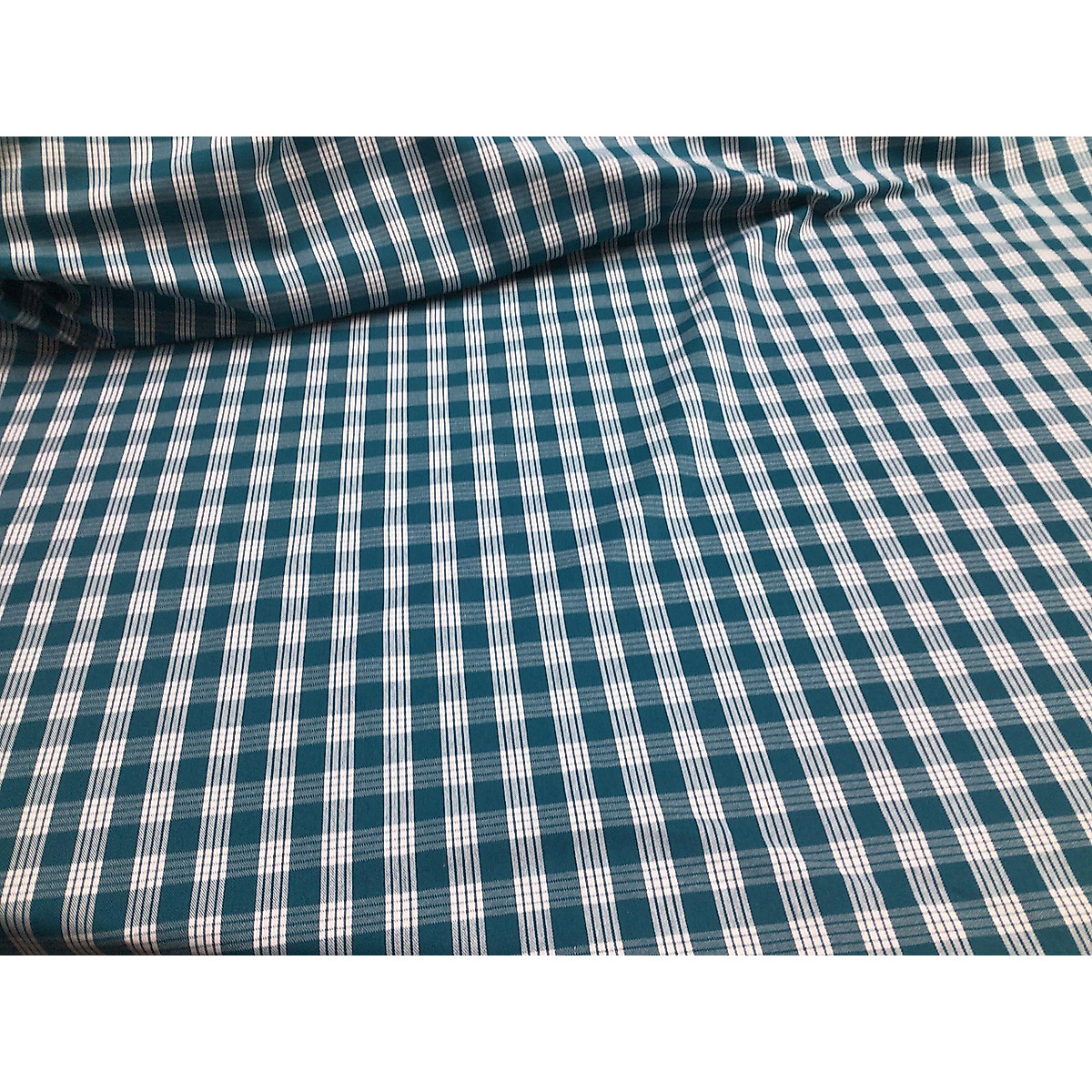 Teal Woven Palaka Hawaiian Print Fabric Sold by The Yard