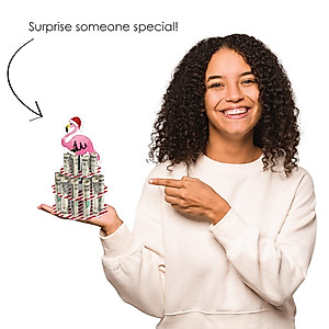 Big Dot of Happiness Flamingle Bells - DIY Tropical Christmas Party Money Holder Gift - Cash Cake