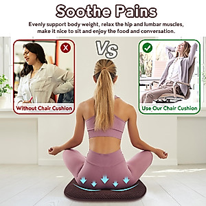 PAGGED Brown Chairs Cushions for Dining Chairs 6 Pack Non Slip Foam Kitchen Seat Cushions Washable Soft Thick Patio Pads Large Wooden Metal Tapered Chair Cushions,17" x 16"