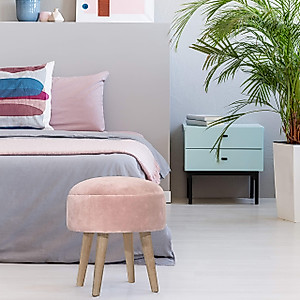 Hillsdale Furniture Mid-Mod Rounded Vanity Stool, Coral Blush